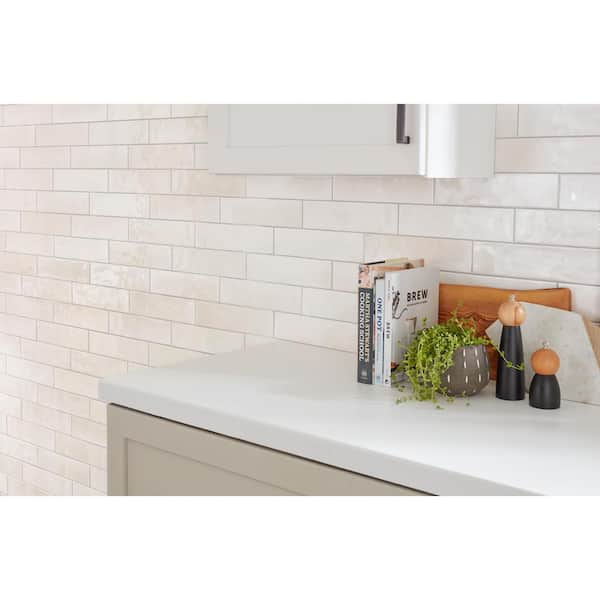 LuxeCraft Arteko Antique White 3 in. x 12 in. Glazed Ceramic Wall Tile ...