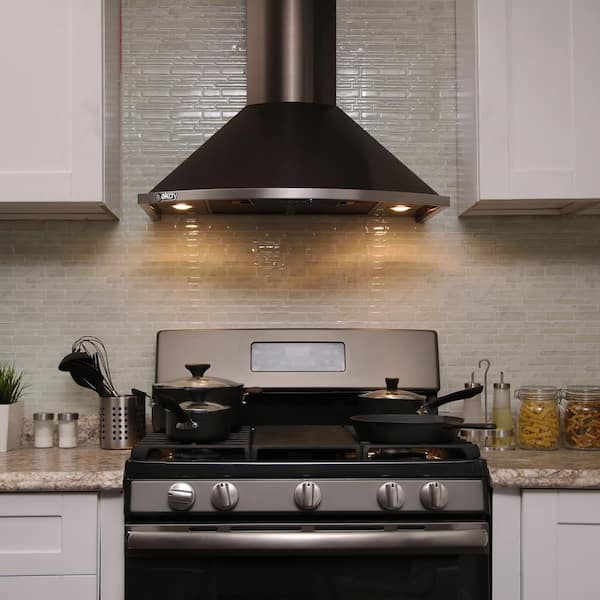 30 in. 343 CFM Convertible Wall Mount Range Hood with Push Button and ...