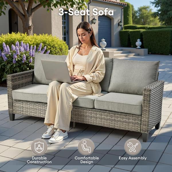 Scarlet 9-Piece Wicker Outdoor Patio Conversation Sofa Set with Swivel ...