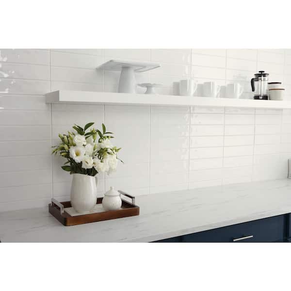 LuxeCraft White 3 in. x 12 in. Glazed Ceramic Subway Wall Tile (12 sq ...